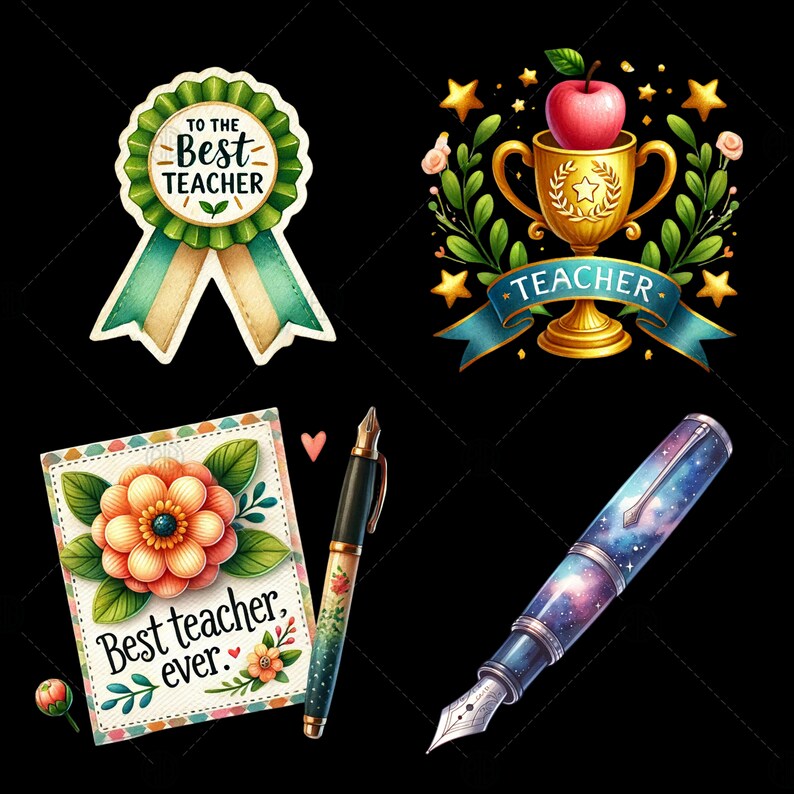Watercolor Teacher Appreciation PNG, Classroom Clip Art, Educational ...