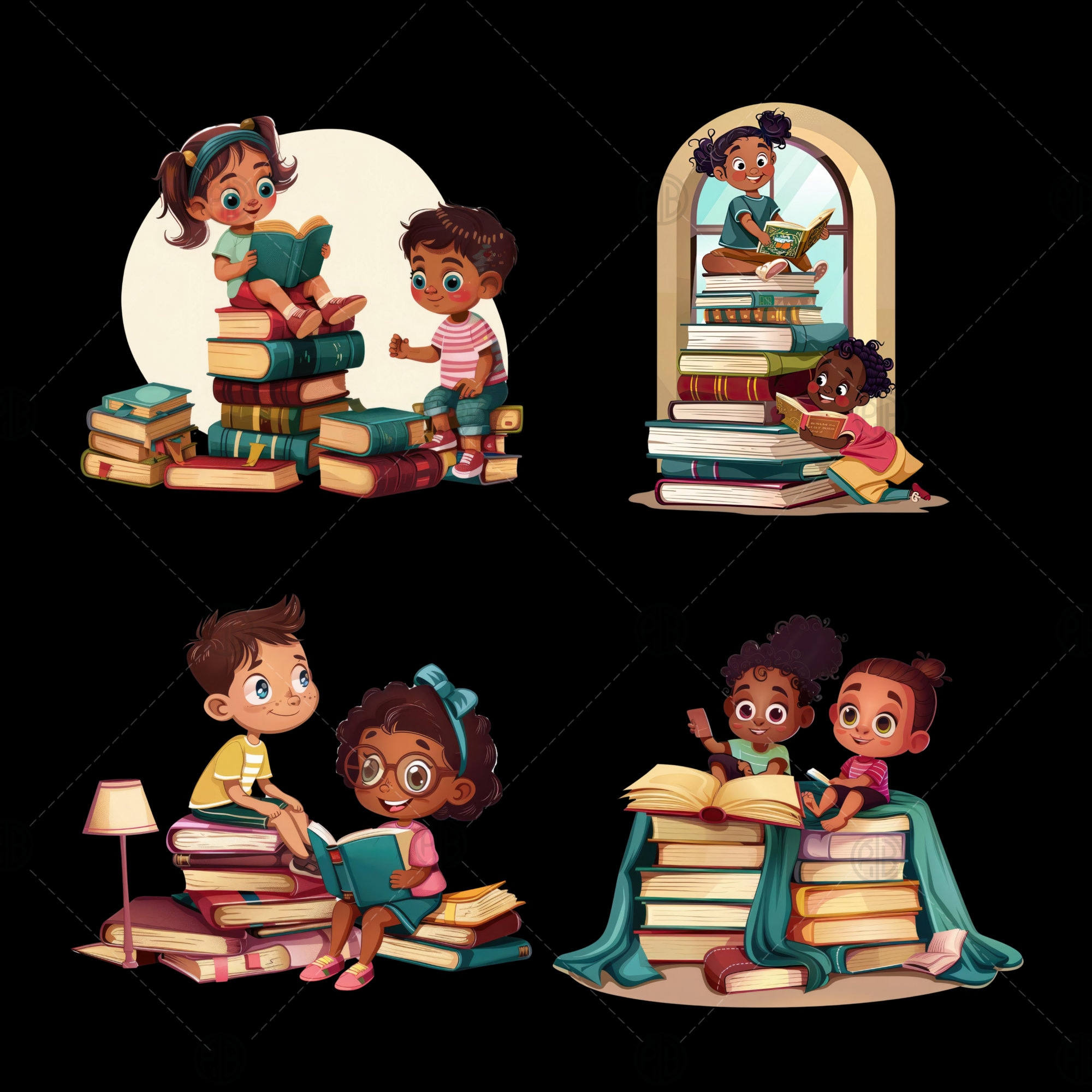 Watercolor Kids Reading Book PNG, Books Clip Art Portrait, Toddlers ...