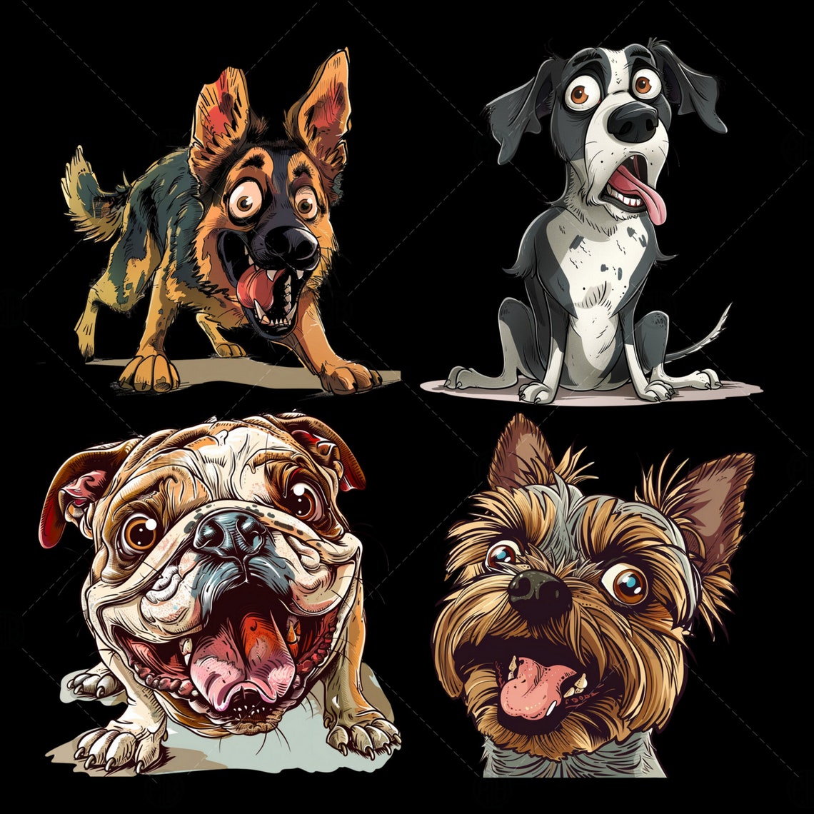 Watercolor Quirky Cartoon Dog Breed PNG, Cute Canine Puppy Clip Art ...
