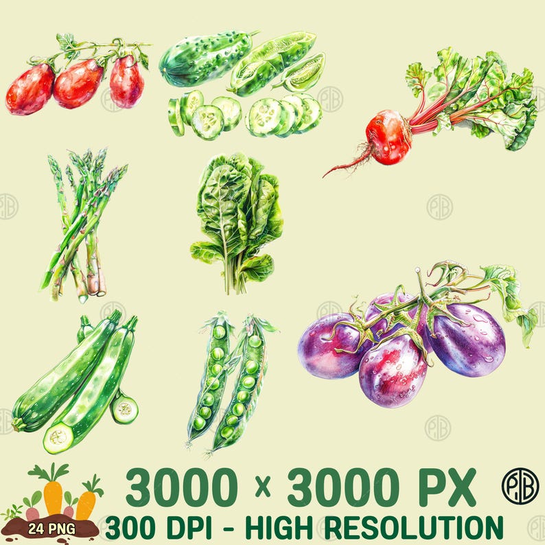Watercolor Farm Vegetables PNG, Fresh Vegetable Clip Art, Healthy Food ...