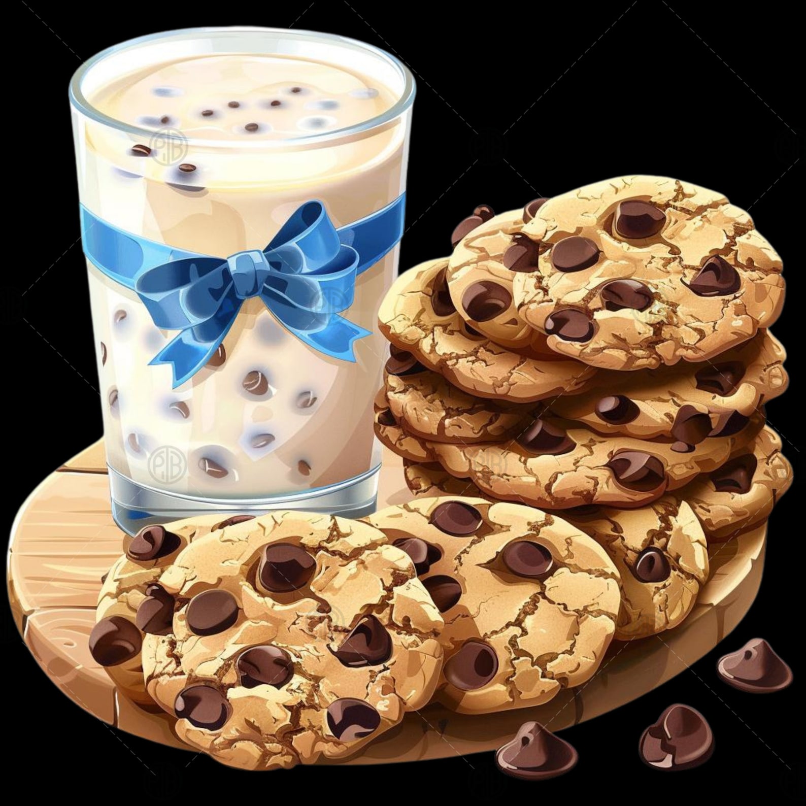 Watercolor Cookies and Milk PNG, Cute Blue Treats Clip Art, Chocolate ...