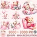Watercolor Pink Sleepy Bear PNG, Cute Baby Bear Clip Art, Sweet Cartoon ...
