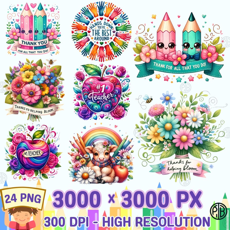 Watercolor Teacher Appreciation PNG, School Clip Art, Education Clipart ...