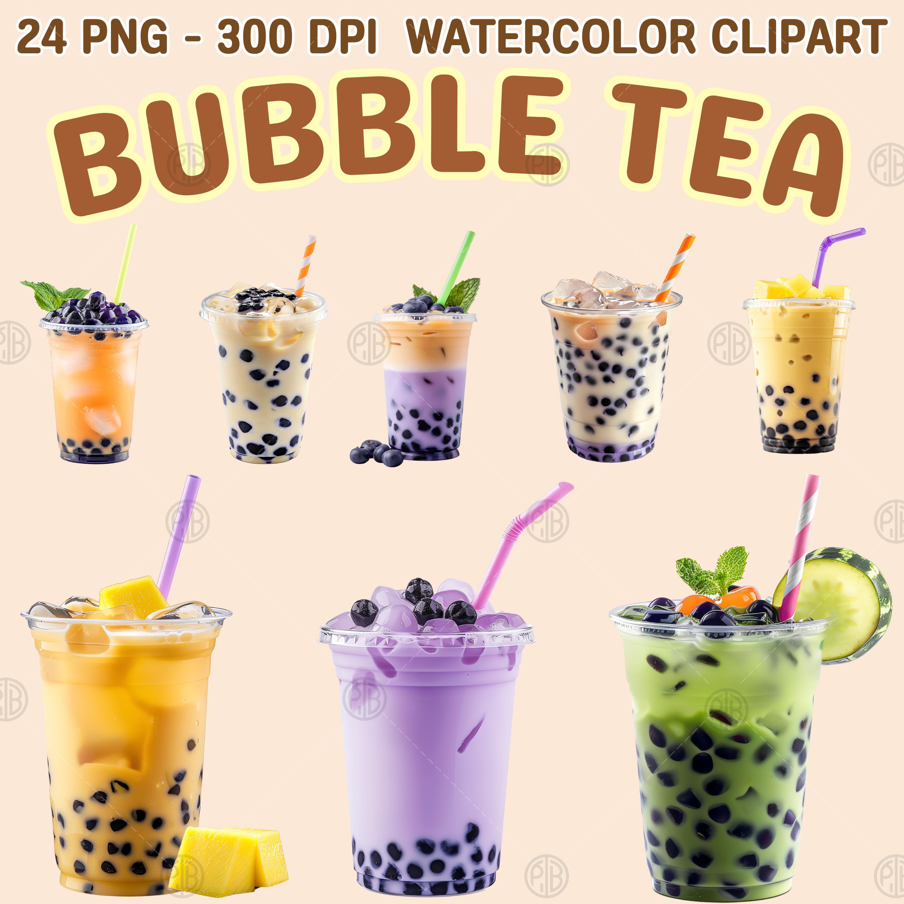 Watercolor Colorful Bubble Tea PNG, Fun Milk Tea Clip Art, Boba Tea ...