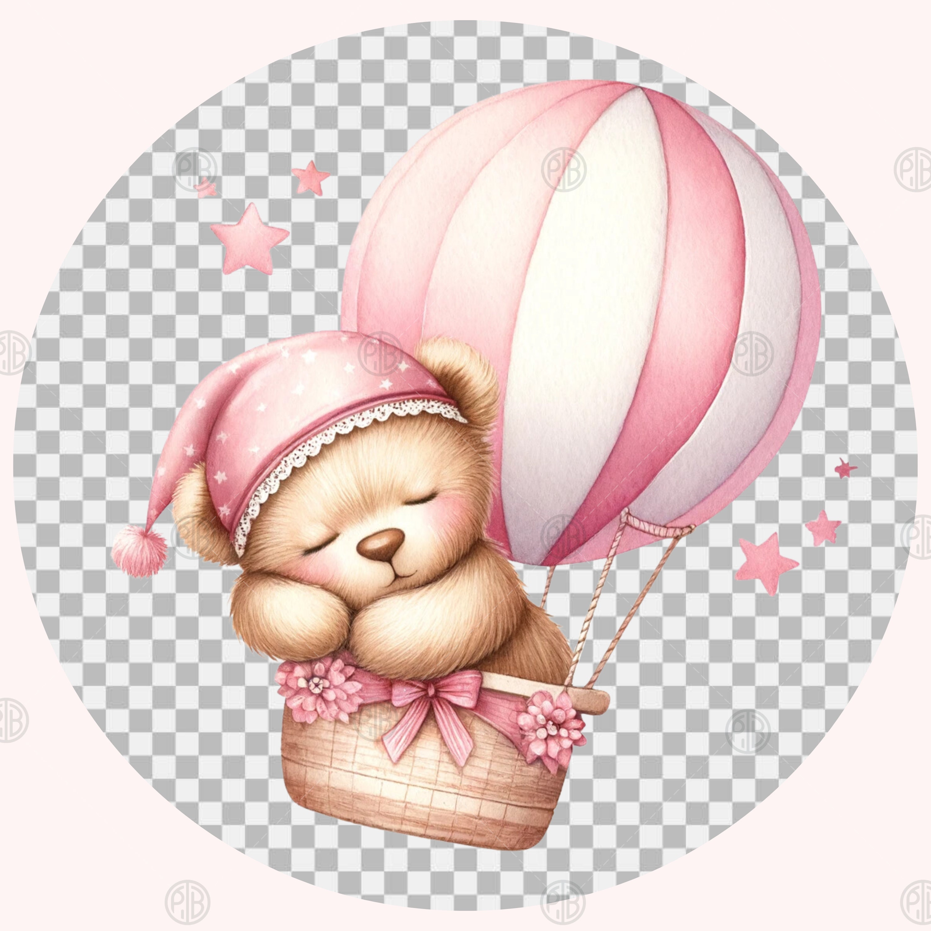 Watercolor Pink Sleepy Bear PNG, Cute Baby Bear Clip Art, Sweet Cartoon ...