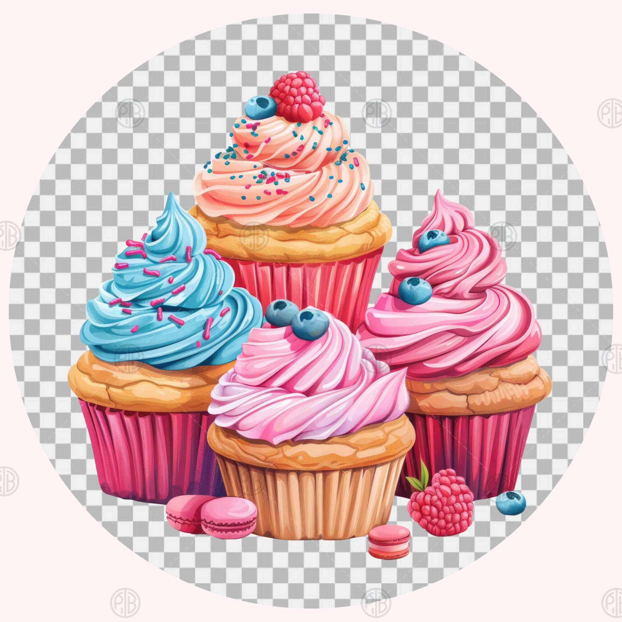 Watercolor Pastel Sweets PNG, Treats Clip Art Portrait, Cupcakes ...