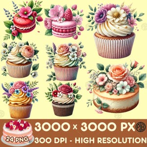 Watercolor Floral Desserts PNG, Cupcake Flower Clip Art, Cake Clipart ...