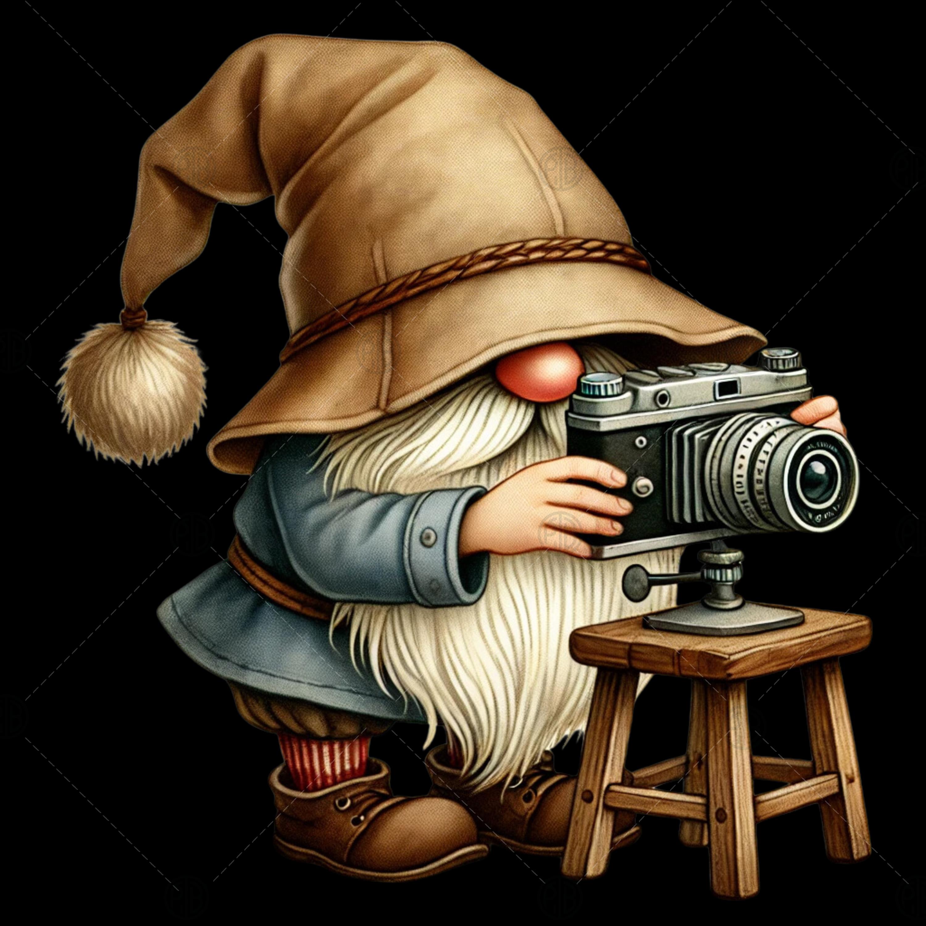 Watercolor Cute Gnome Photographer PNG, Camera Gnomes Clip Art ...
