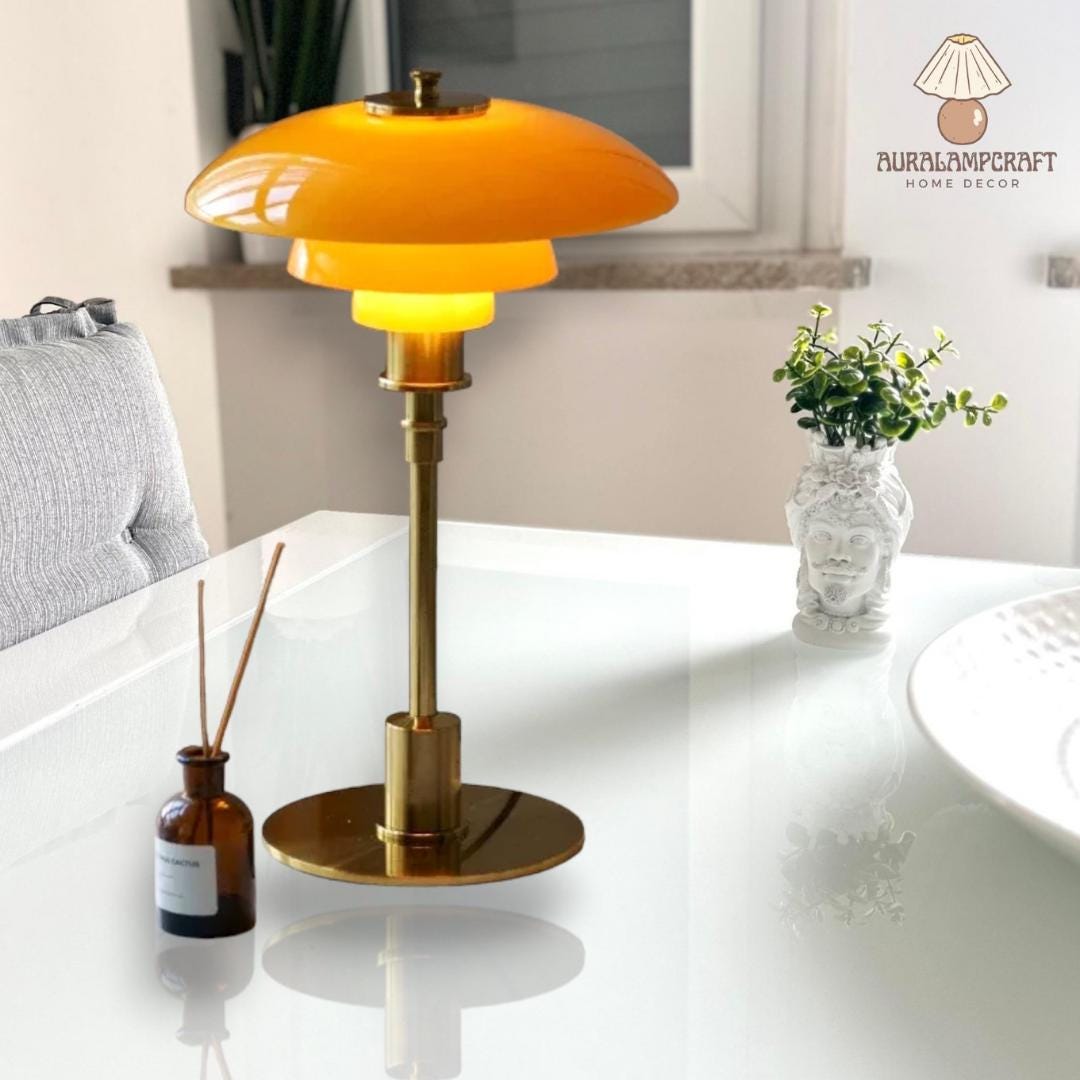 Modern Amber Gold Flat Desk Lamp, Led Bedside Table Lamp, Amber Gold ...