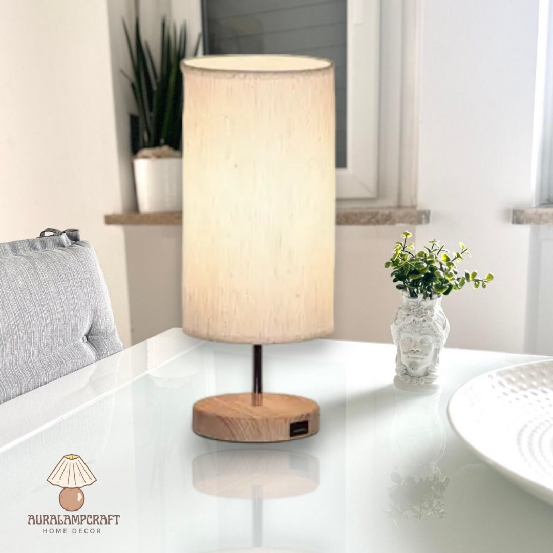 Modern White Flat Desk Lamp, Led Bedside Table Lamp, White Led Cordless ...
