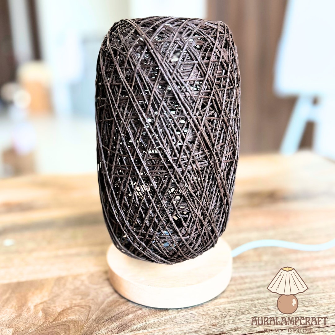 Wood White Rattan Twine Ball Lamps, Black Bedroom Led Night Light ...