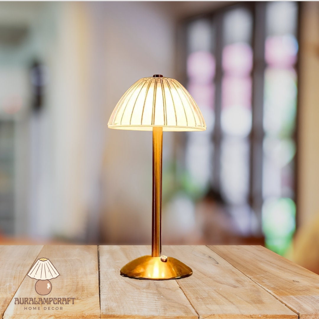 Cordless Golden Table Lamp, Modern Living Room Desk Lamp, Nightstand ...
