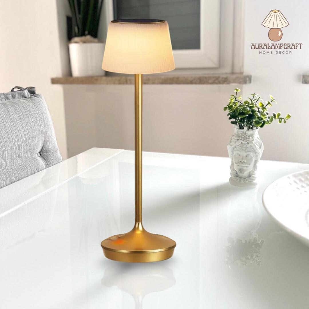 Cordless Golden Table Lamp, Modern Living Room Desk Lamp, Nightstand ...
