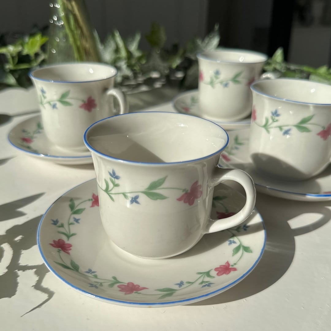 Rare German Fairytale Tea / Coffee Cups Set Freiberger Porcelain GDR Tableware Vintage 70s Made ...