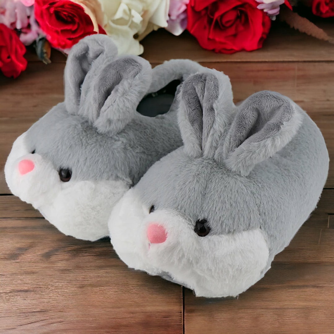 Fluffy Bunny Slipper for Easter Fuzzy Bunny Slippers for Easter USA Comfy Easter Animal Slippers ...