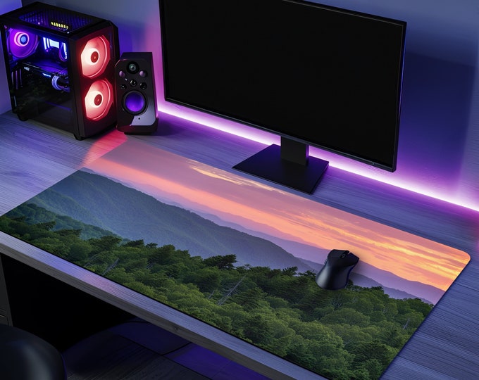 Retro Sunset Desk Mat, Large Desk Mat, Large Gaming Mouse Pad, Extended ...