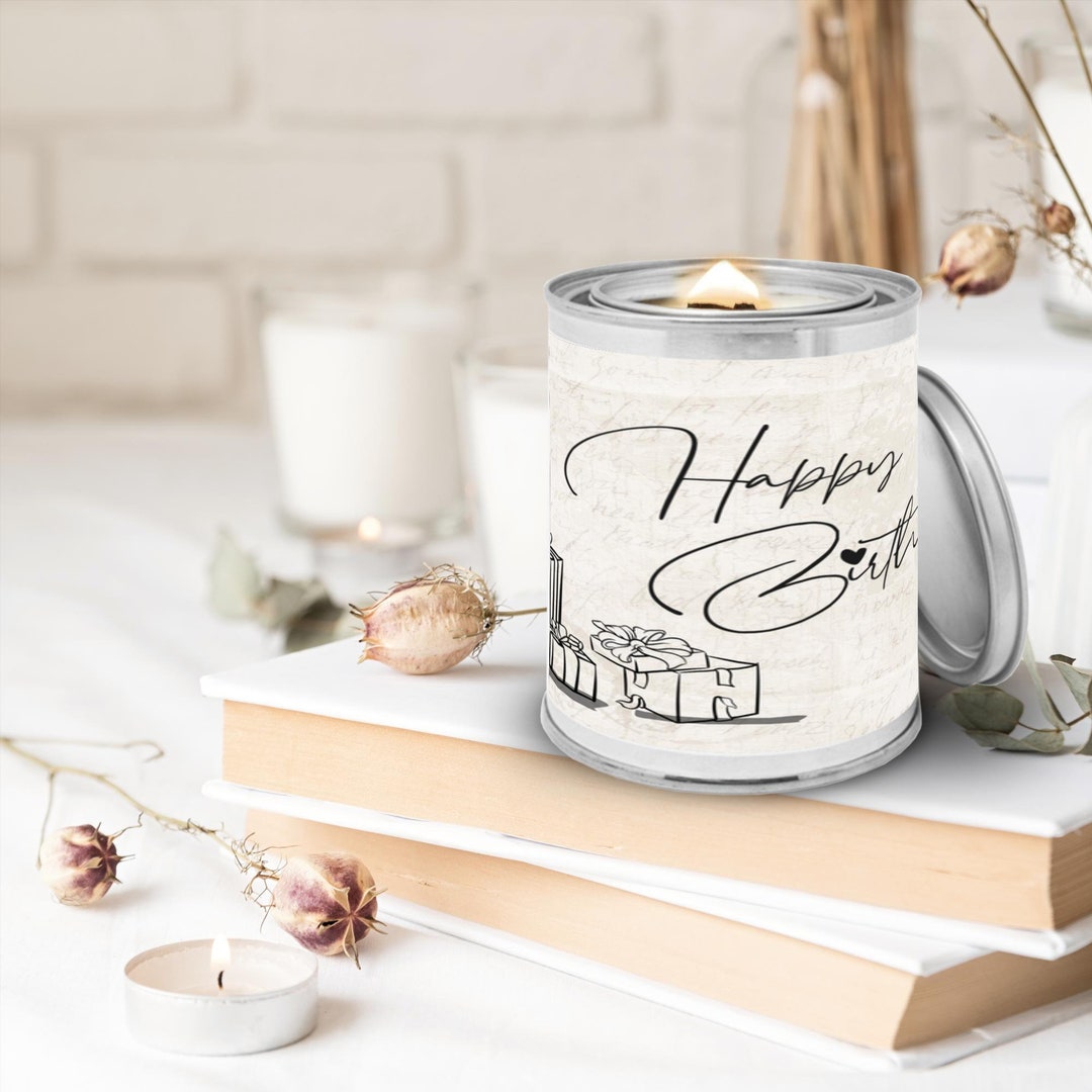 Old Fashioned Happy Birthday Label Soy Candle Hand Poured Eco Friendly ...