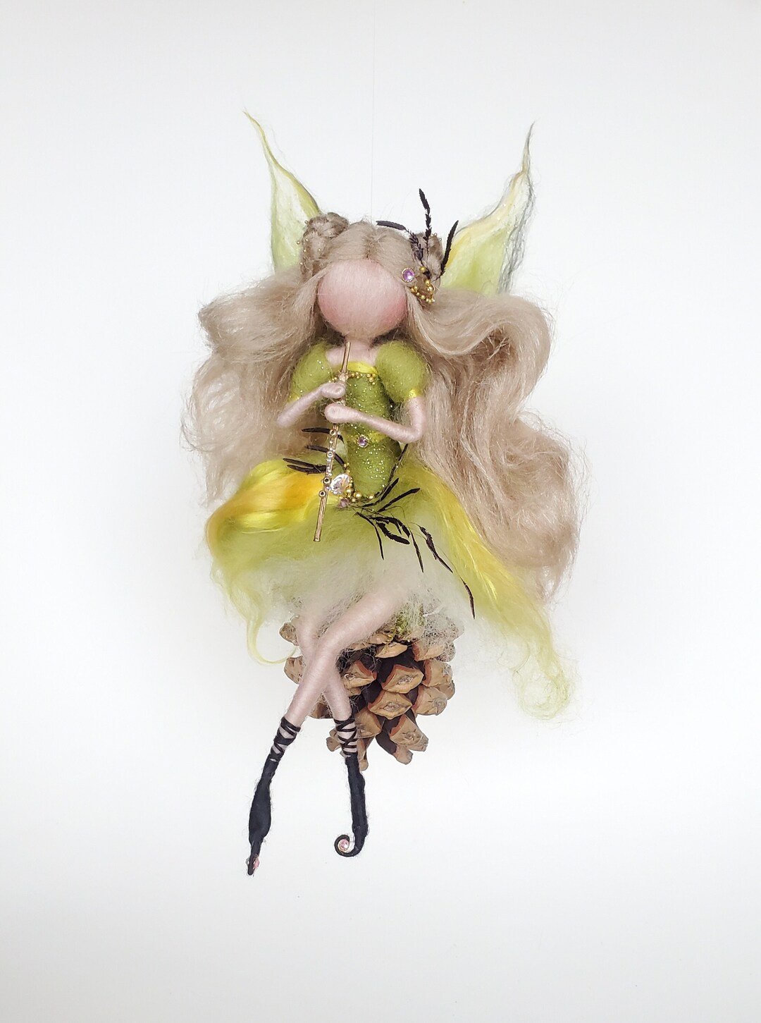 OOAK Fairy Elf Flute Player Angel Needle Felted Waldorf Inspired - Etsy