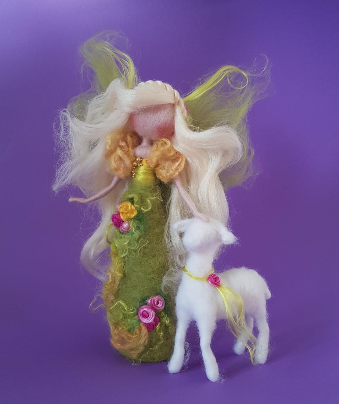 Fairy and the Sheep Elf Angel Needle Felted Waldorf Inspired - Etsy