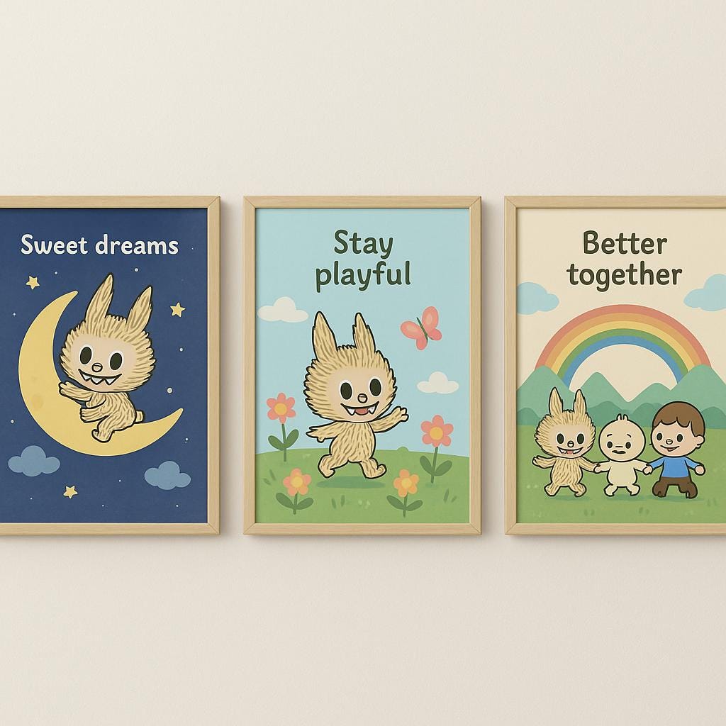 Labubu Digital Poster Set of 3 | Cute Nursery Wall Art | Instant ...