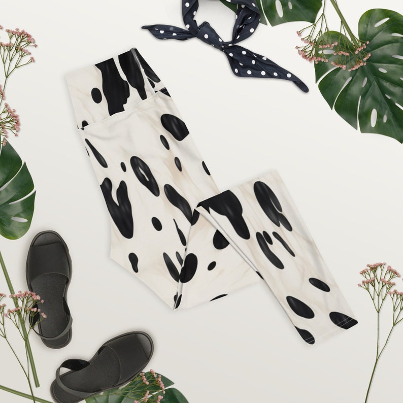 Cow Print Leggings / Cow Print Yoga Pants Farm Animal Leggings Rancher ...