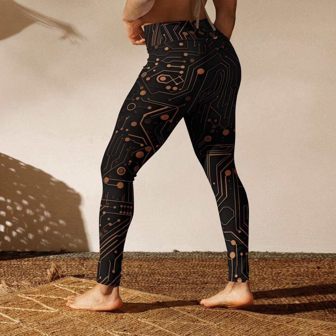 Robot Wiring Leggings / Sci-fi Yoga Pants Robot Print Leggings Space ...