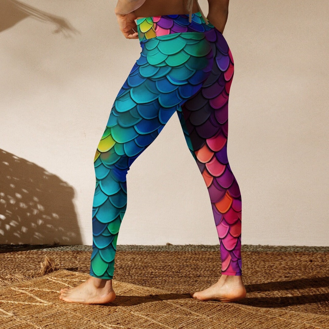 Rainbow Fish Scale Leggings / Fish Yoga Pants Aquarium Leggings ...