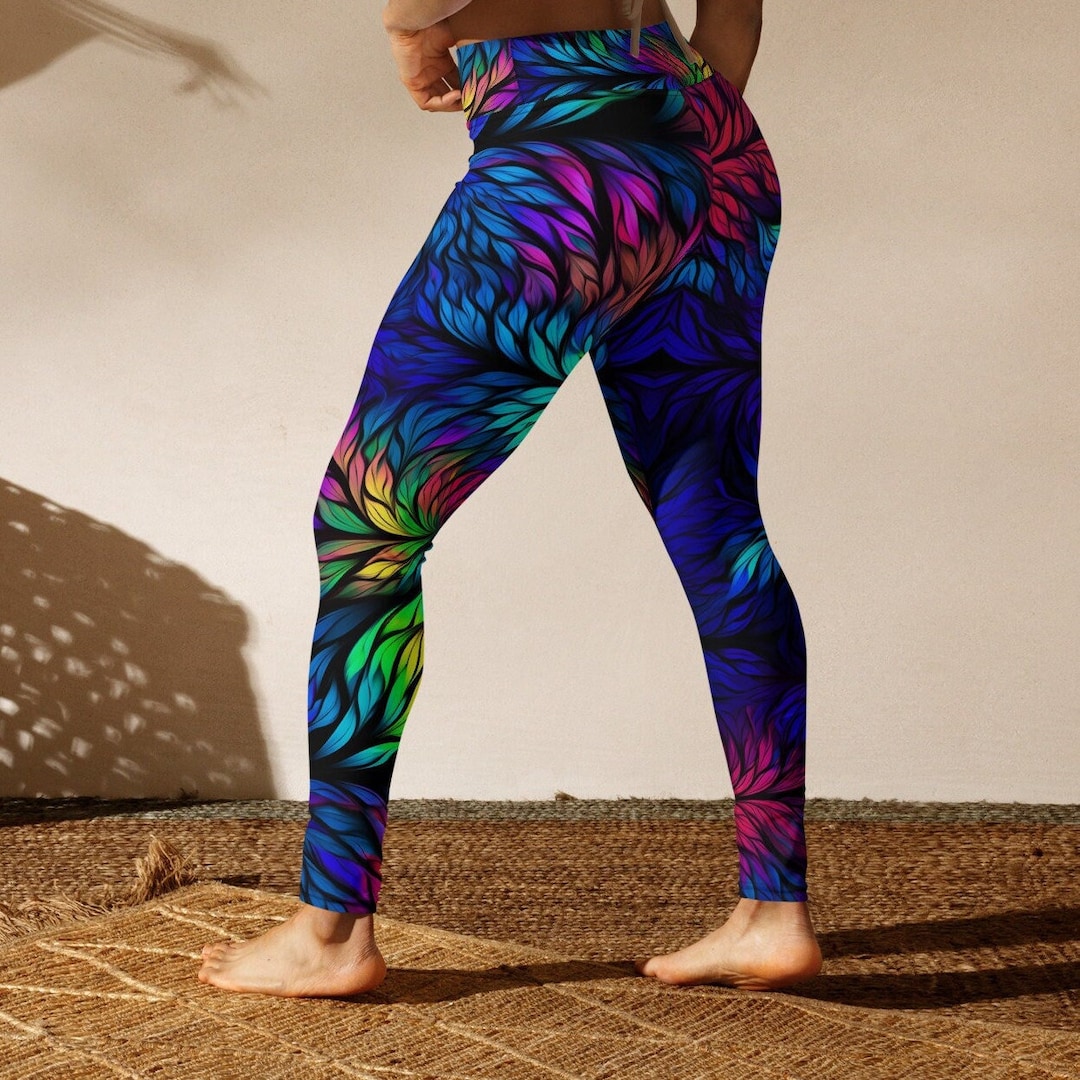 Floral Glow Leggings / Glow Theme Leggings Dance Floor Legwear Party ...