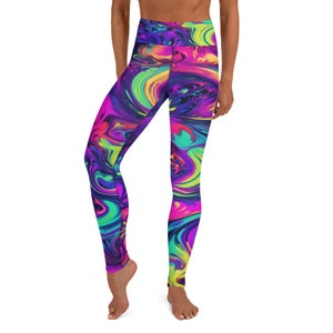 Neon Paint Glow Leggings / Glow Theme Leggings Neon Party Yoga Pants ...