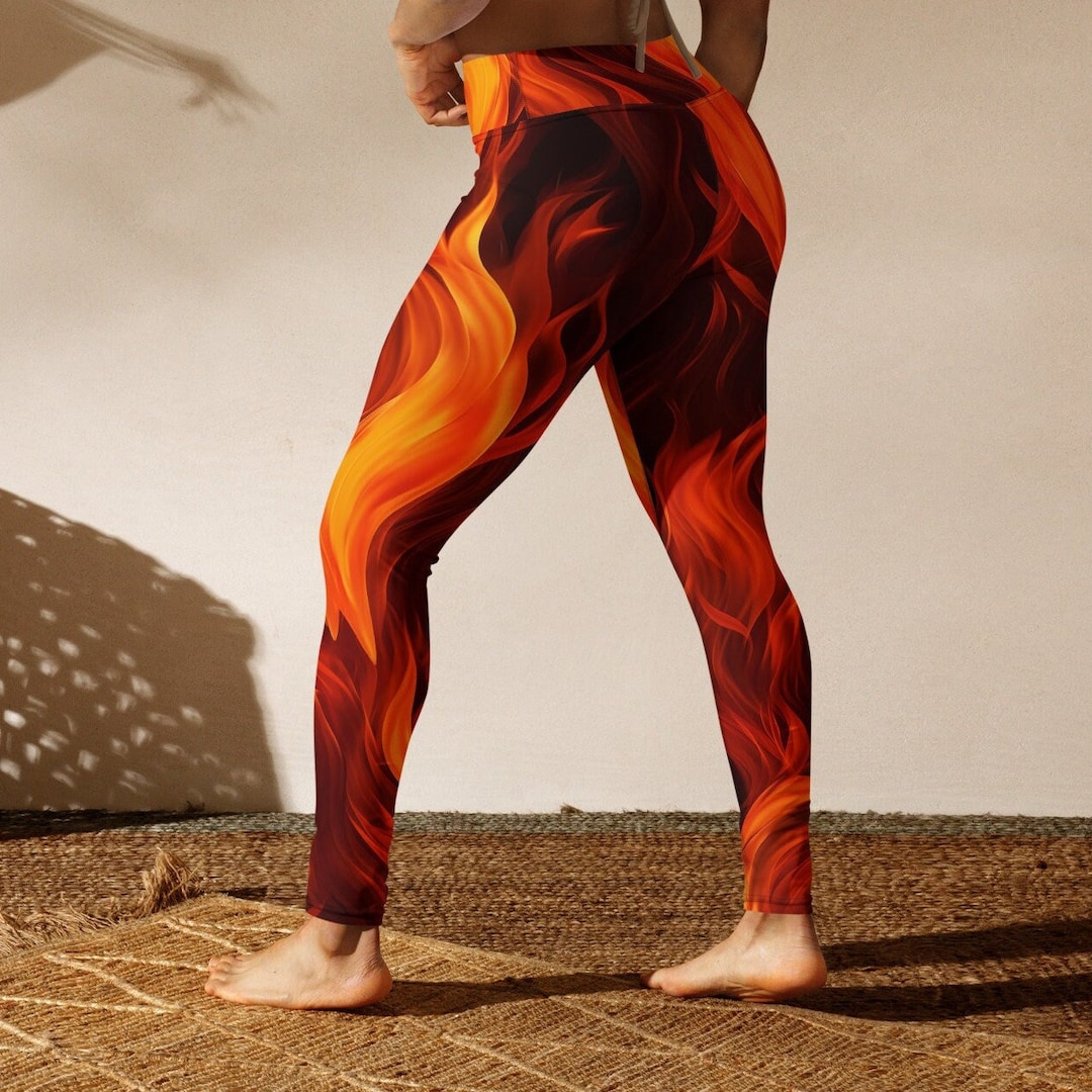 Realistic Flame Leggings / Fire Print Leggings Flame Yoga Pants Fire ...