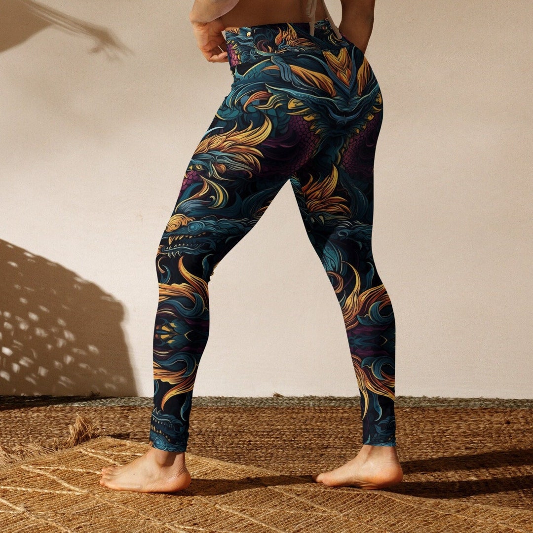 Dragon Leggings / Mythology Theme Leggings Magic Dragon Tights Dragon ...
