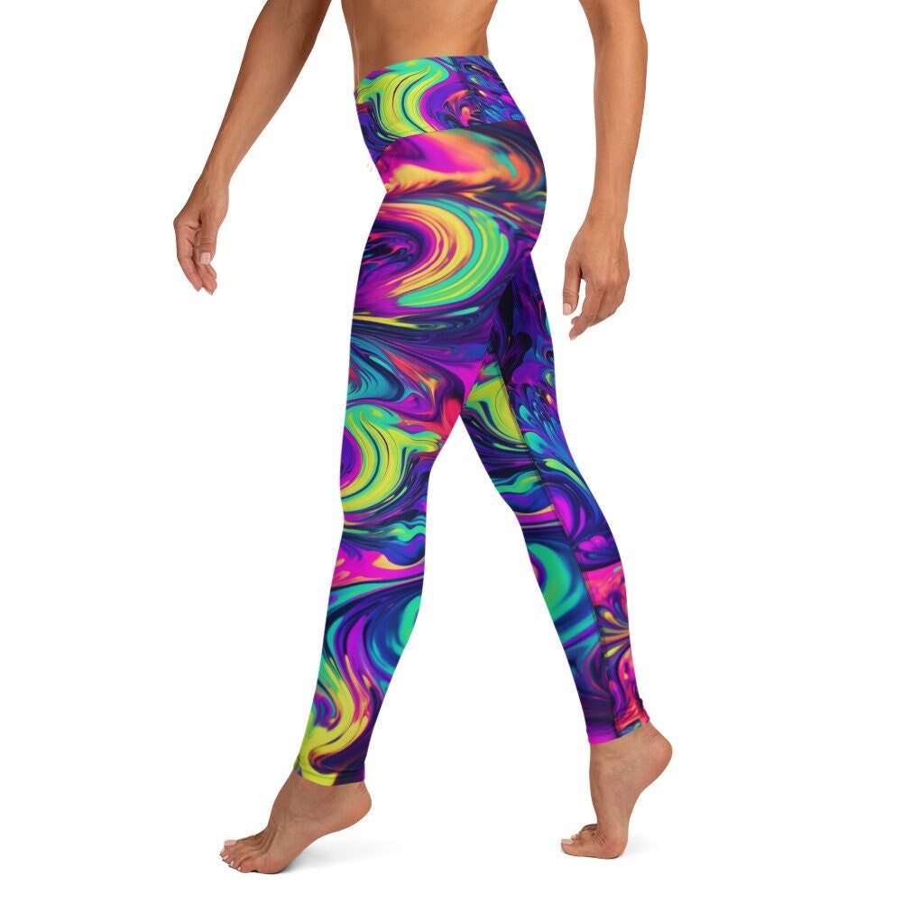 Neon Paint Glow Leggings / Glow Theme Leggings Neon Party Yoga Pants ...