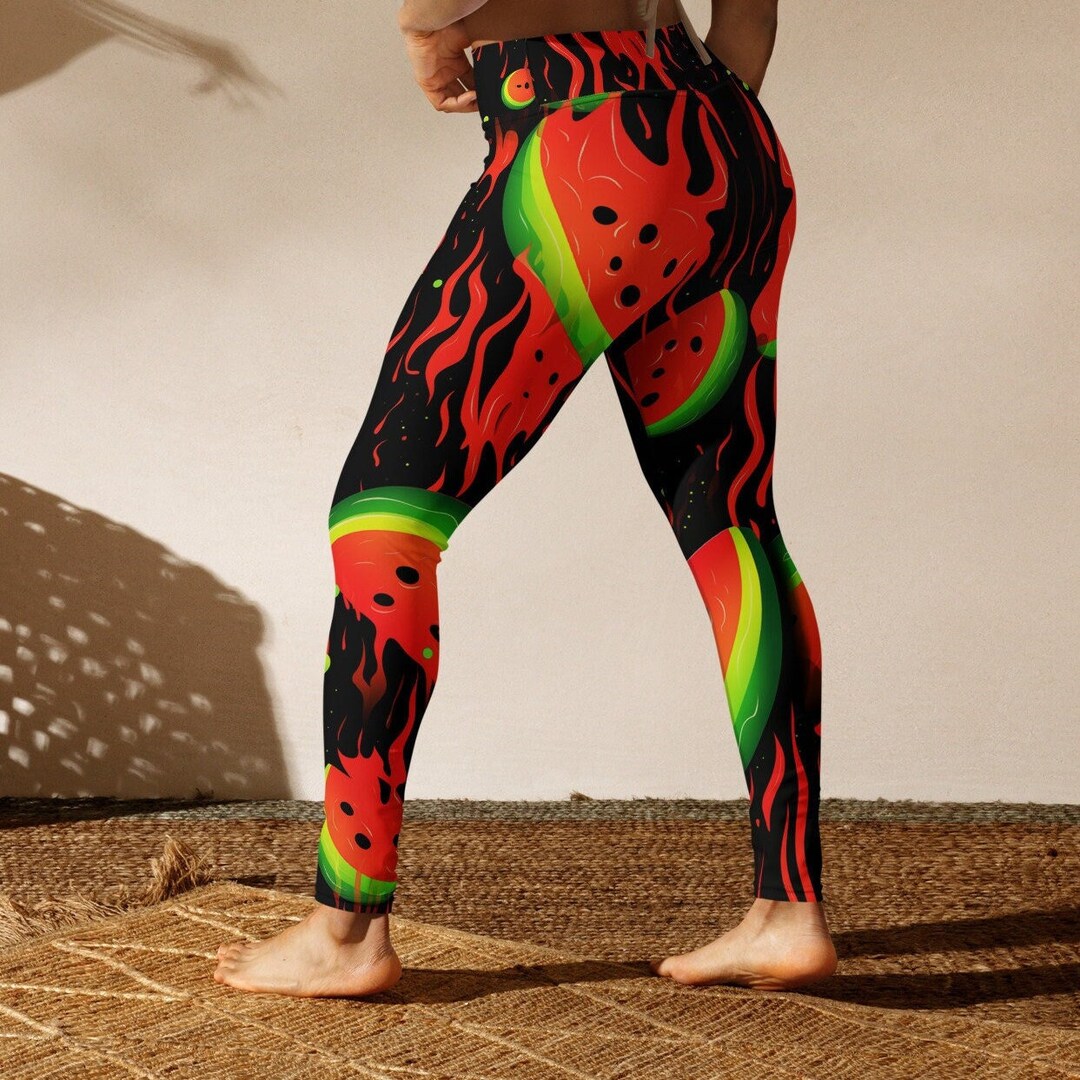 Melting Watermelon Leggings / Fruit Print Leggings Watermelon Yoga ...