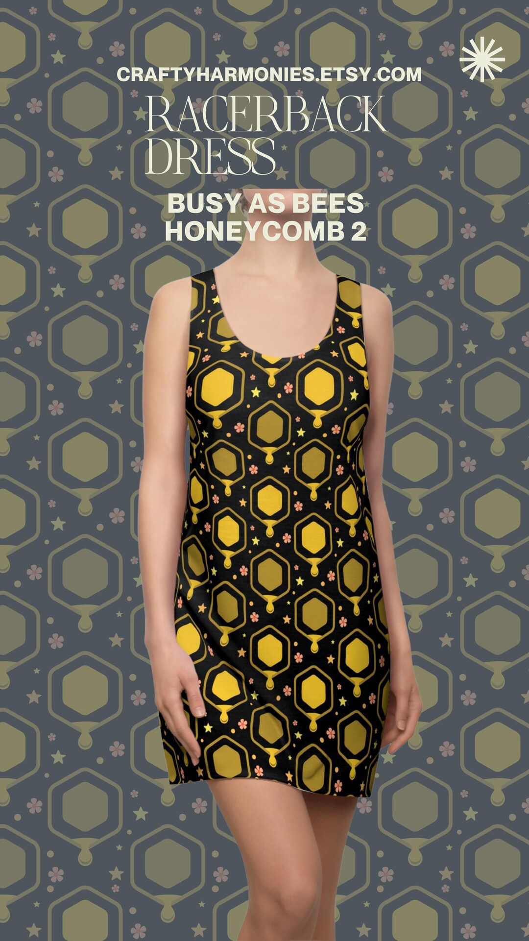 Busy as Bees Honeycomb 2 Themed Dress, Women's Elegant Stylish Clothing ...
