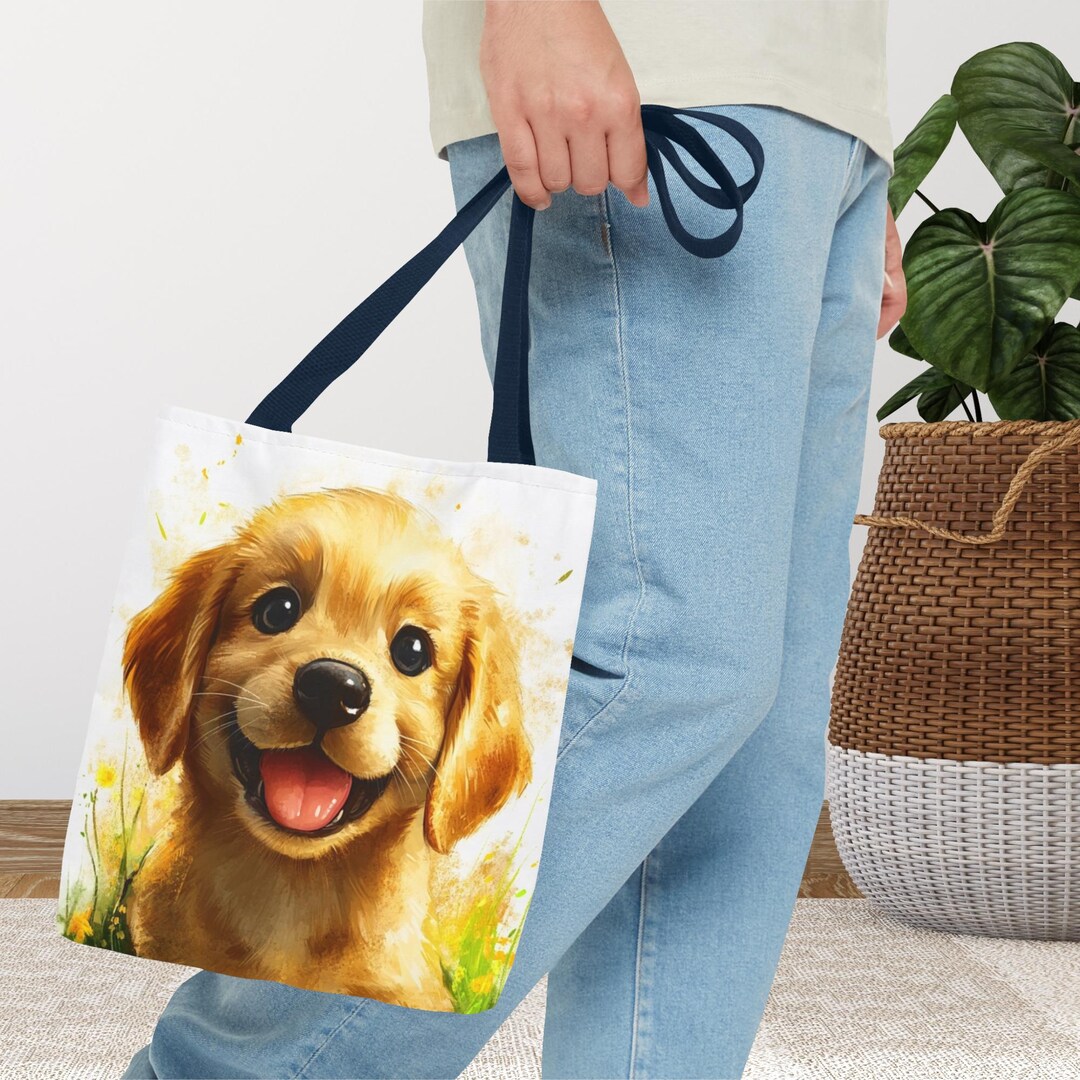 Golden Labrador Tote Bag, Festive Holiday Shopping Bag, Shoulder Bag ...