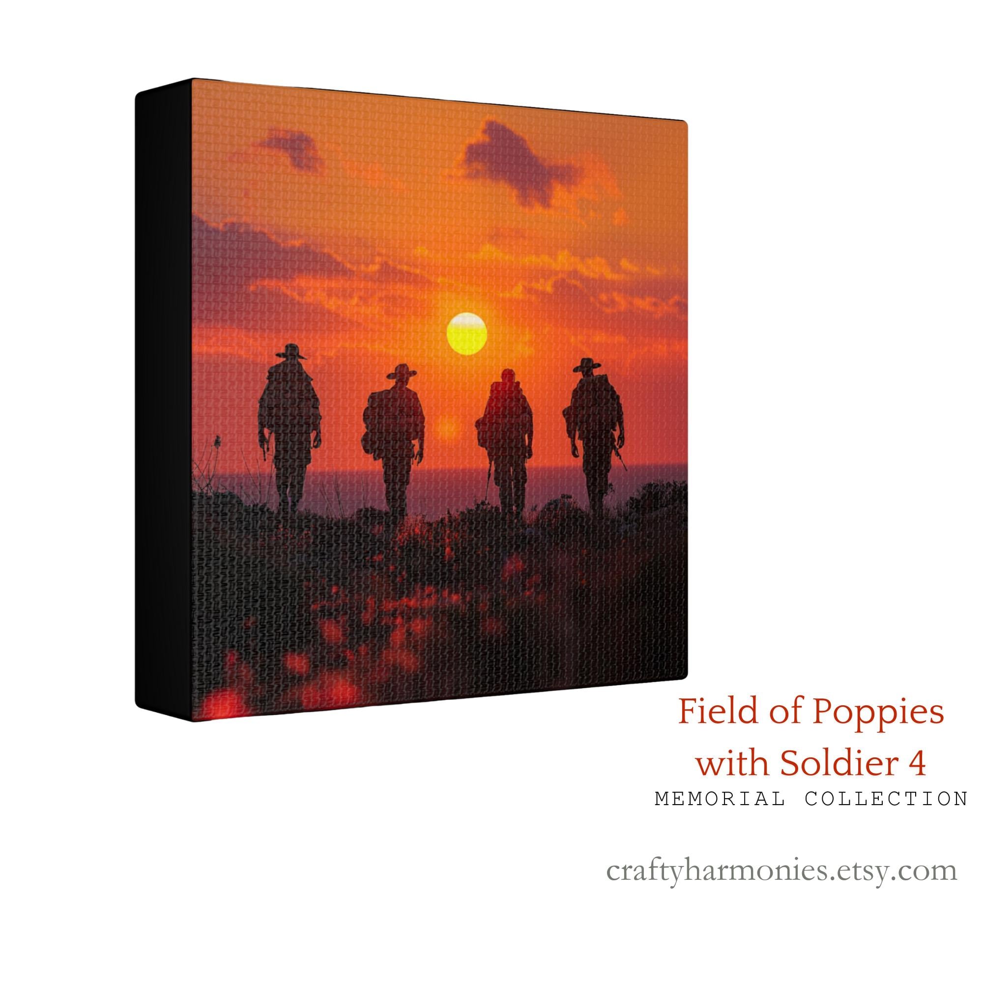 Four Soldiers Sunset , Print Design, Square Canvas, Decorative Print ...