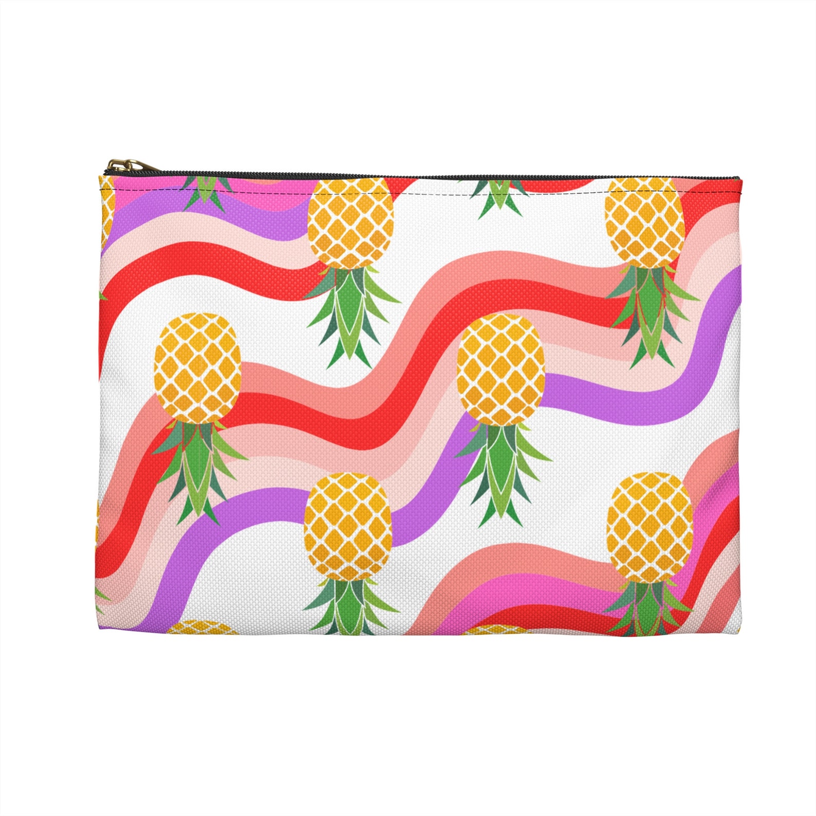 Pastel Pink Wavey Multi-colored Pineapple Cosmetics/make up Bag ...