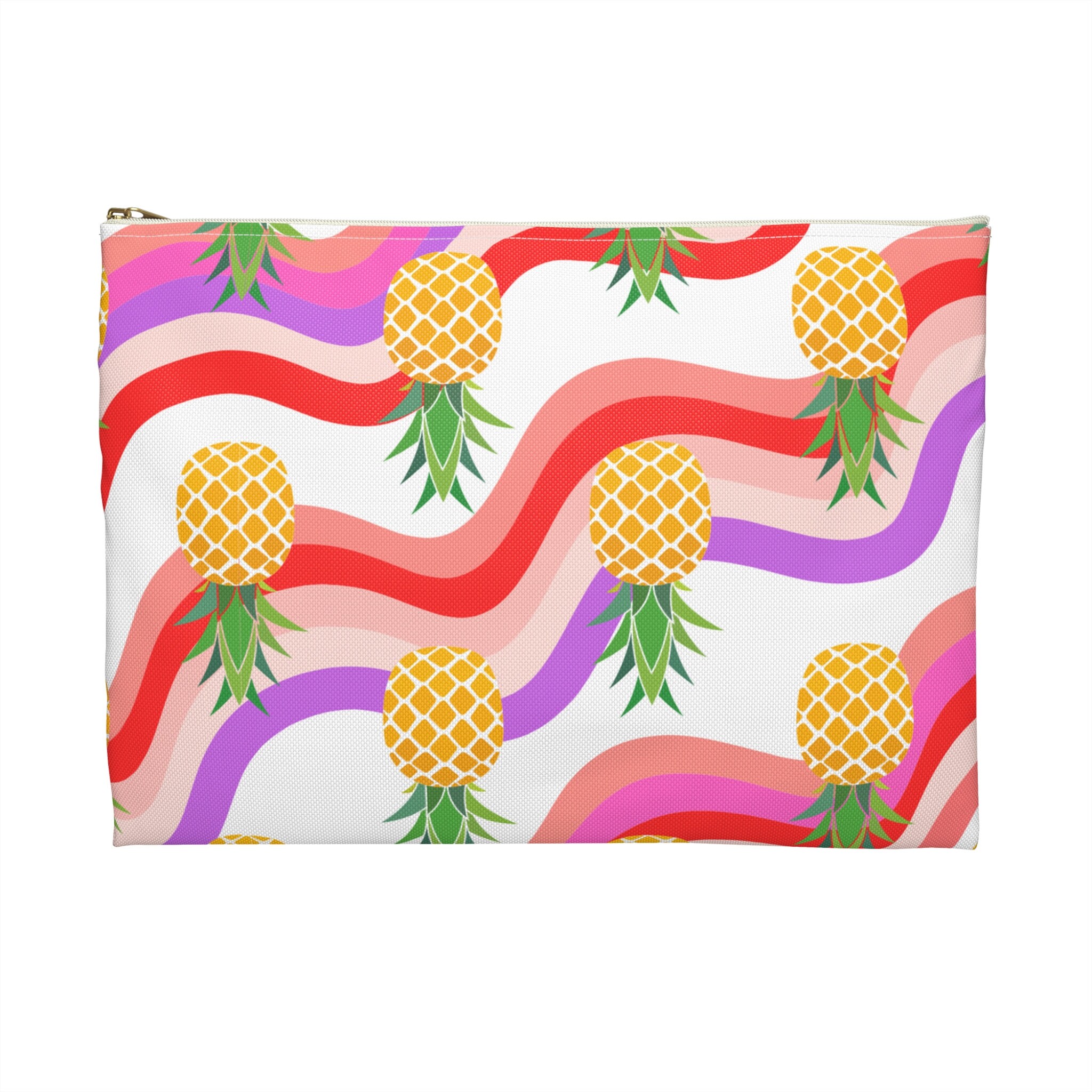 Pastel Pink Wavey Multi-colored Pineapple Cosmetics/make up Bag ...