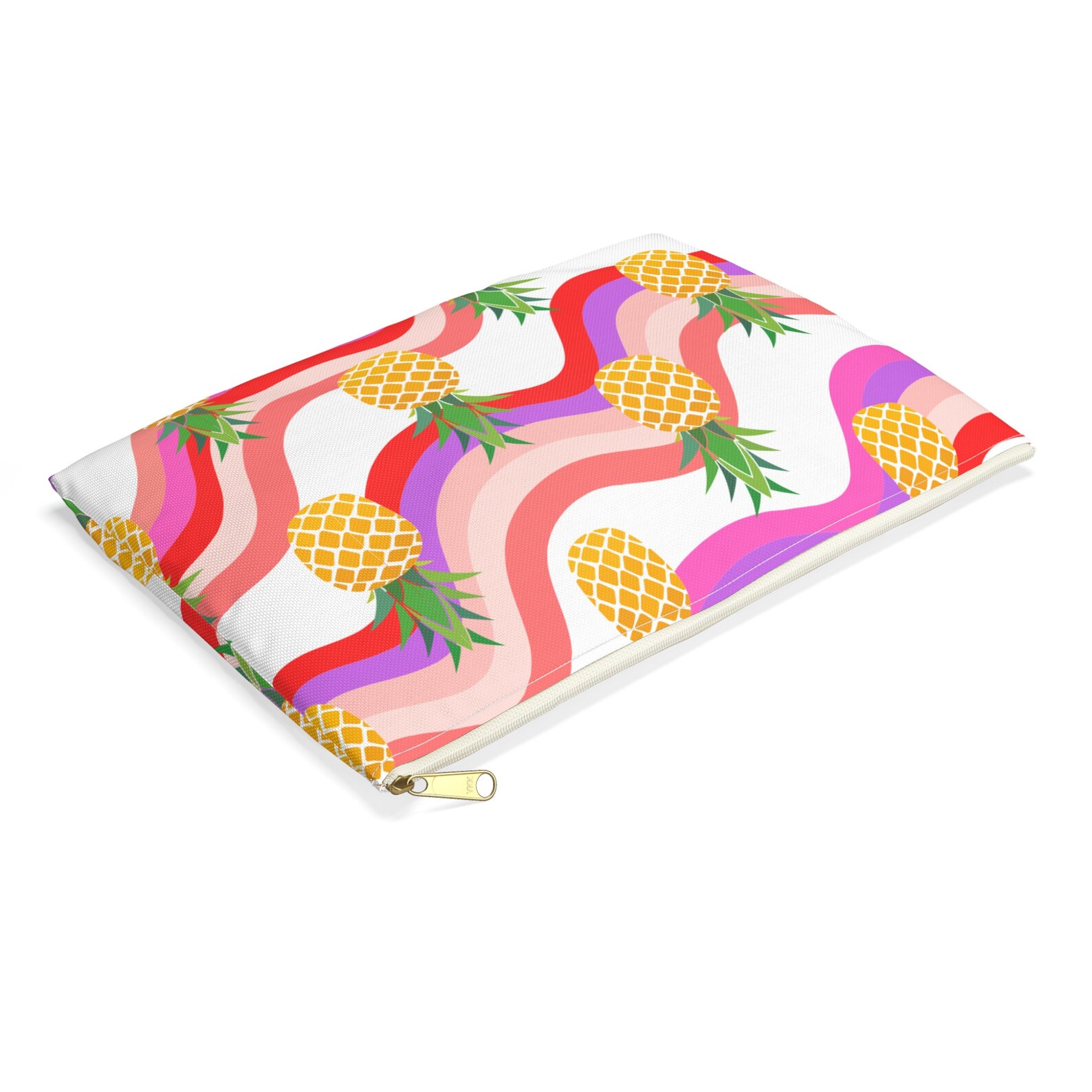 Pastel Pink Wavey Multi-colored Pineapple Cosmetics/make up Bag ...