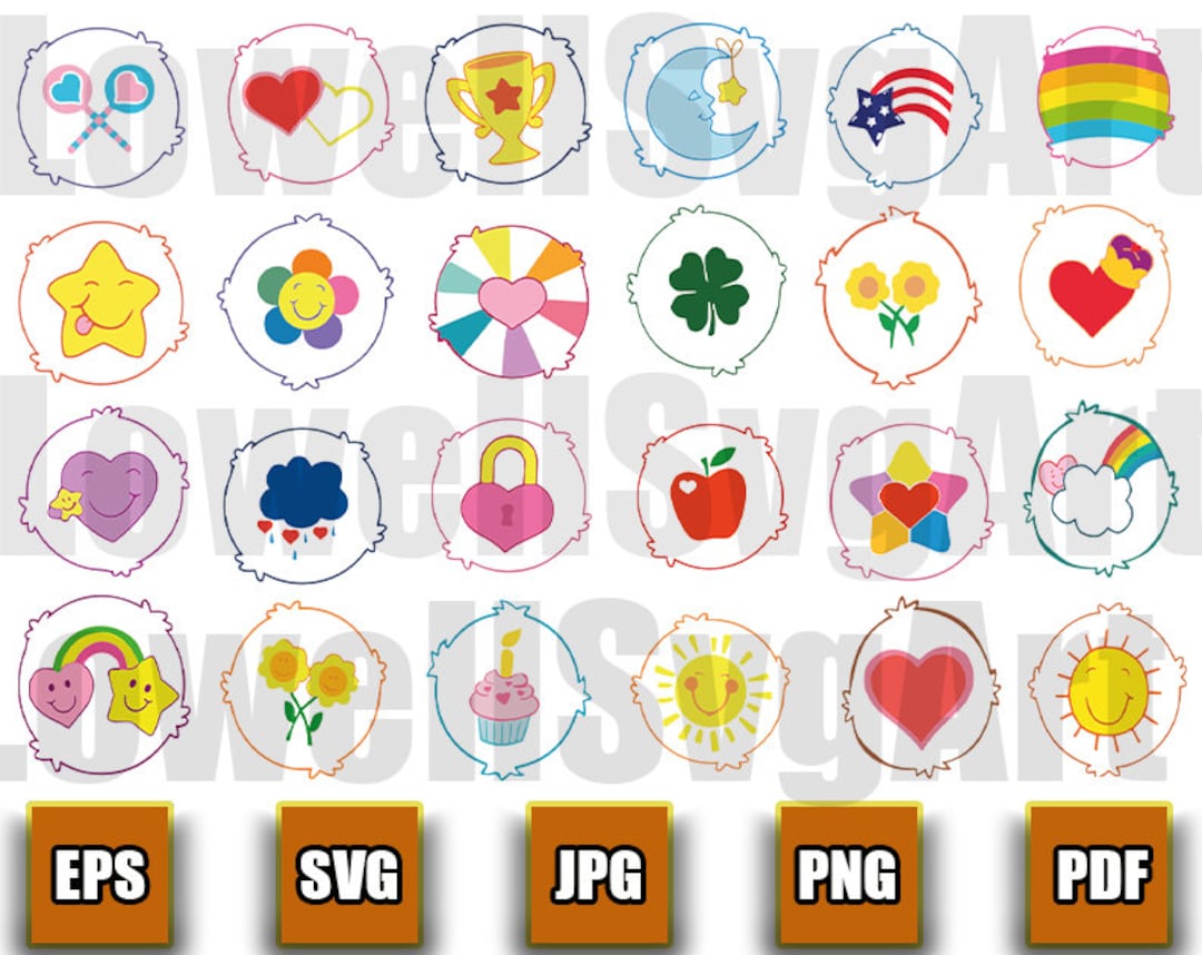 24 Care Bears Belly Badges Digital Files, Care Bear Svg, Care Bear Png ... 24 Care Bears Belly Badges Digital Files, Care Bear Svg, Care Bear Png ...