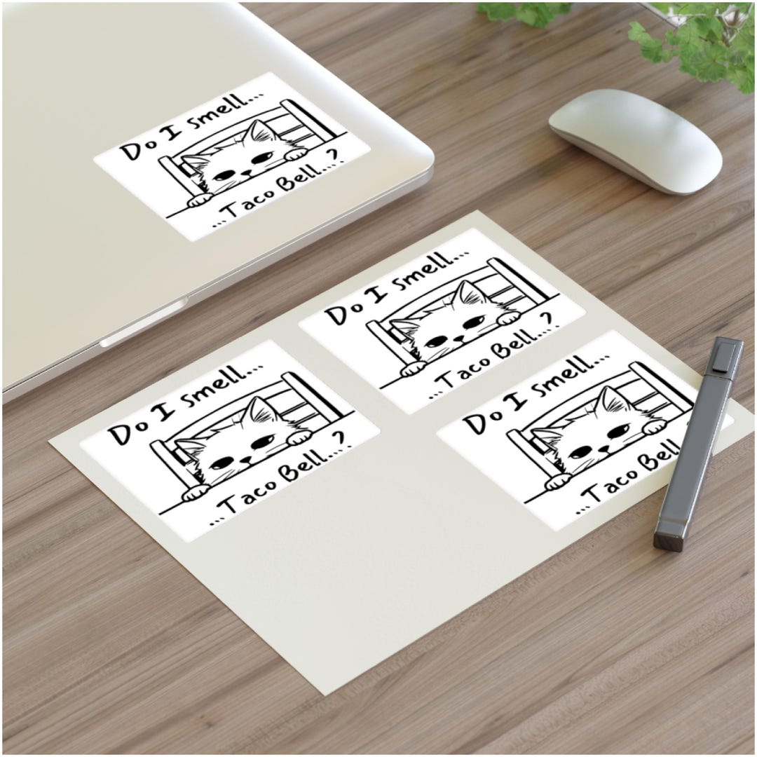 Fun "do I Smell Taco Bell" Sticker Sheets in White, Transparent or ...