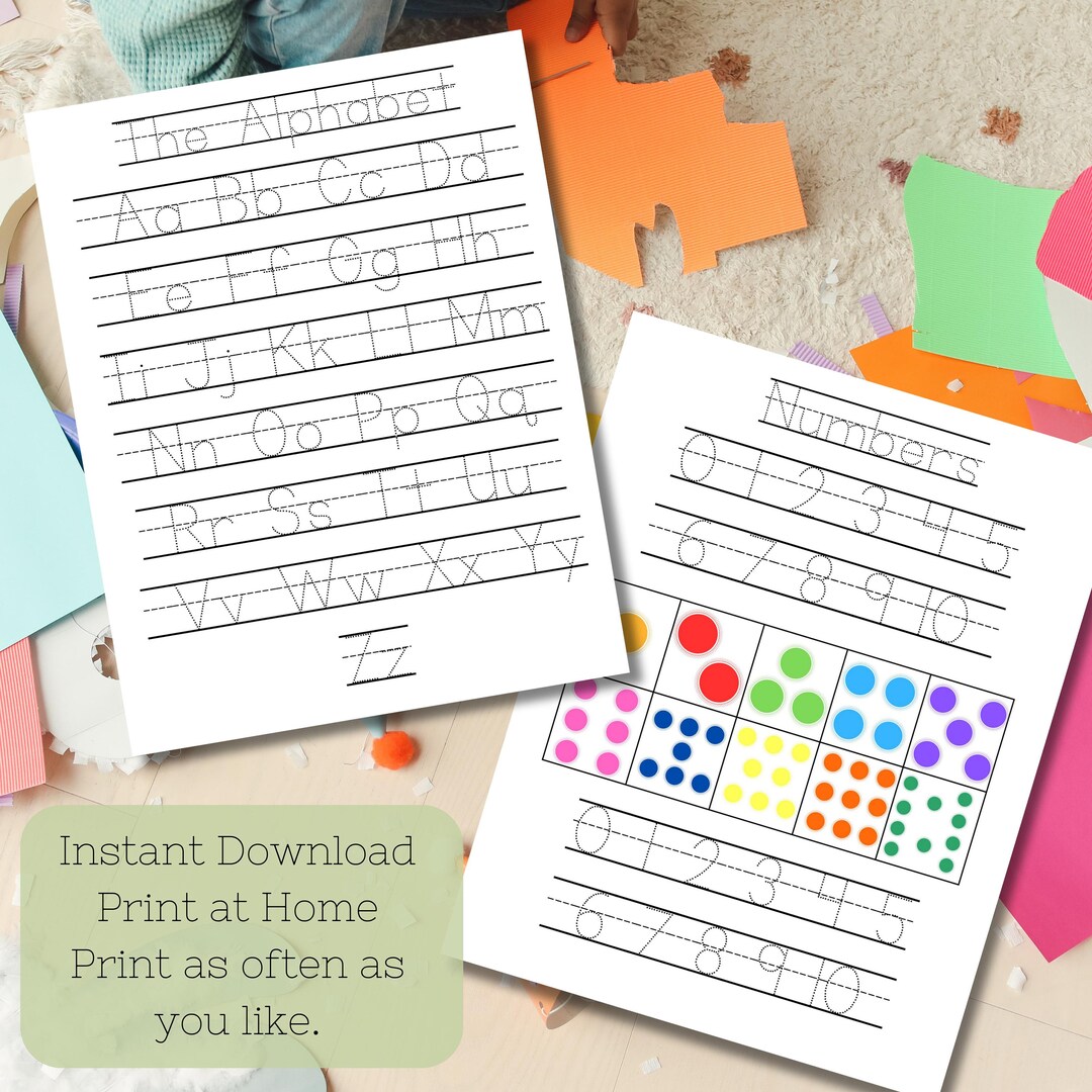 Alphabet and Number Tracing Sheet for Handwriting Practice ABC ...