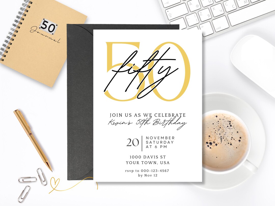 Editable 50th Birthday Party Invitation Template Man's Mobile Fiftieth ...