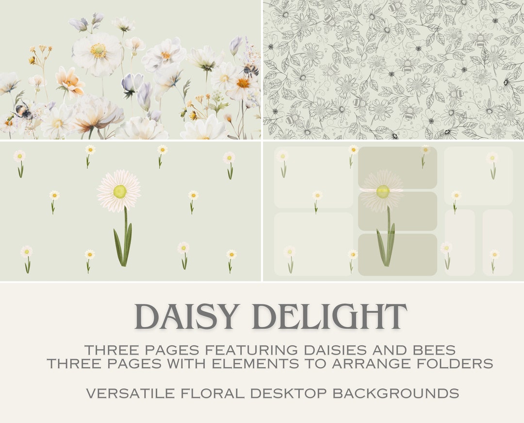 White Green Daisy Digital Download Desktop Wallpaper Instant Download ...