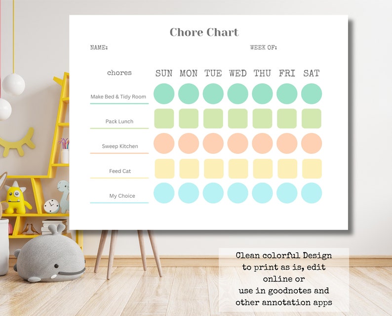 Simple Kids Chore Chart Daily Checklist Editable PDF Download Print at ...