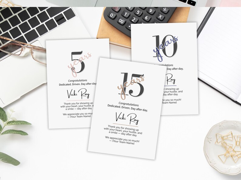 Work Anniversary Card ANY YEAR | Editable Business Employee ...