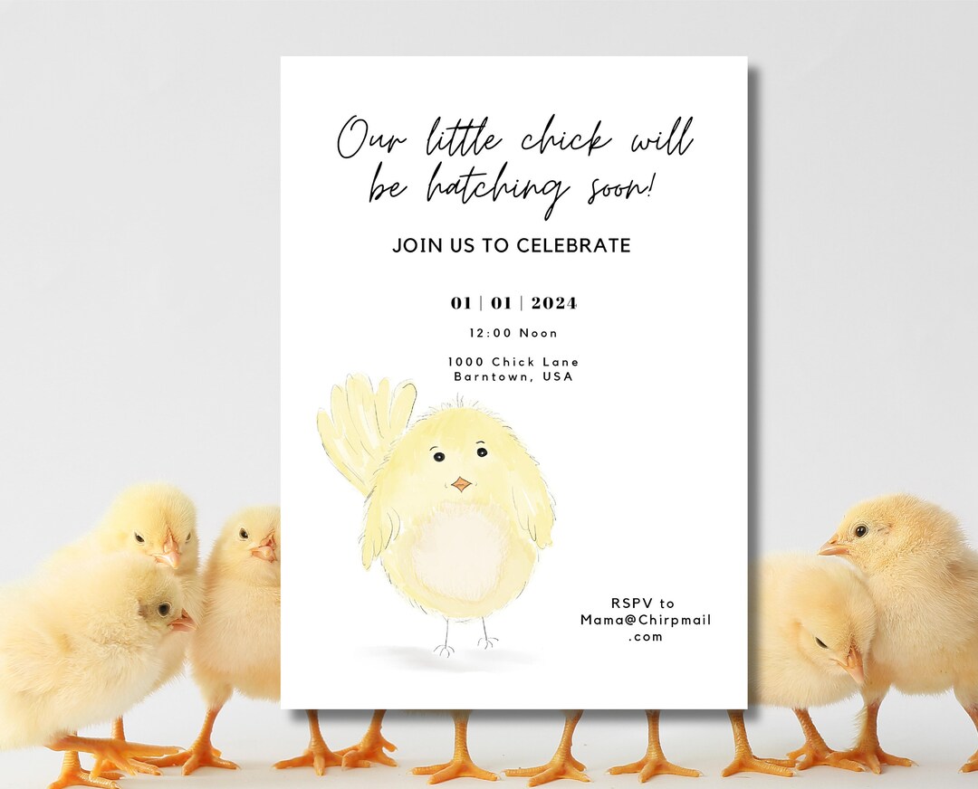 Little Chick Hatching Baby Shower Invitation Editable Digital Download ...