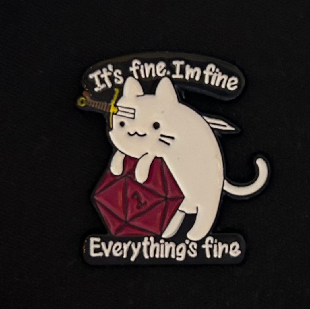 Its Fine Im Fine Everything is Fine Cat Enamel Pin Badge Christmas ...