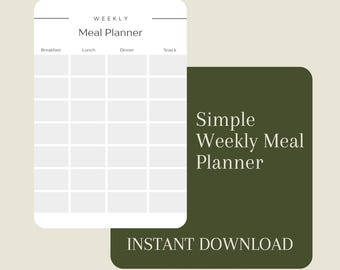 Printable Weekly Meal Plan, Simple Weekly Meal Plan, Meal and Grocery ...
