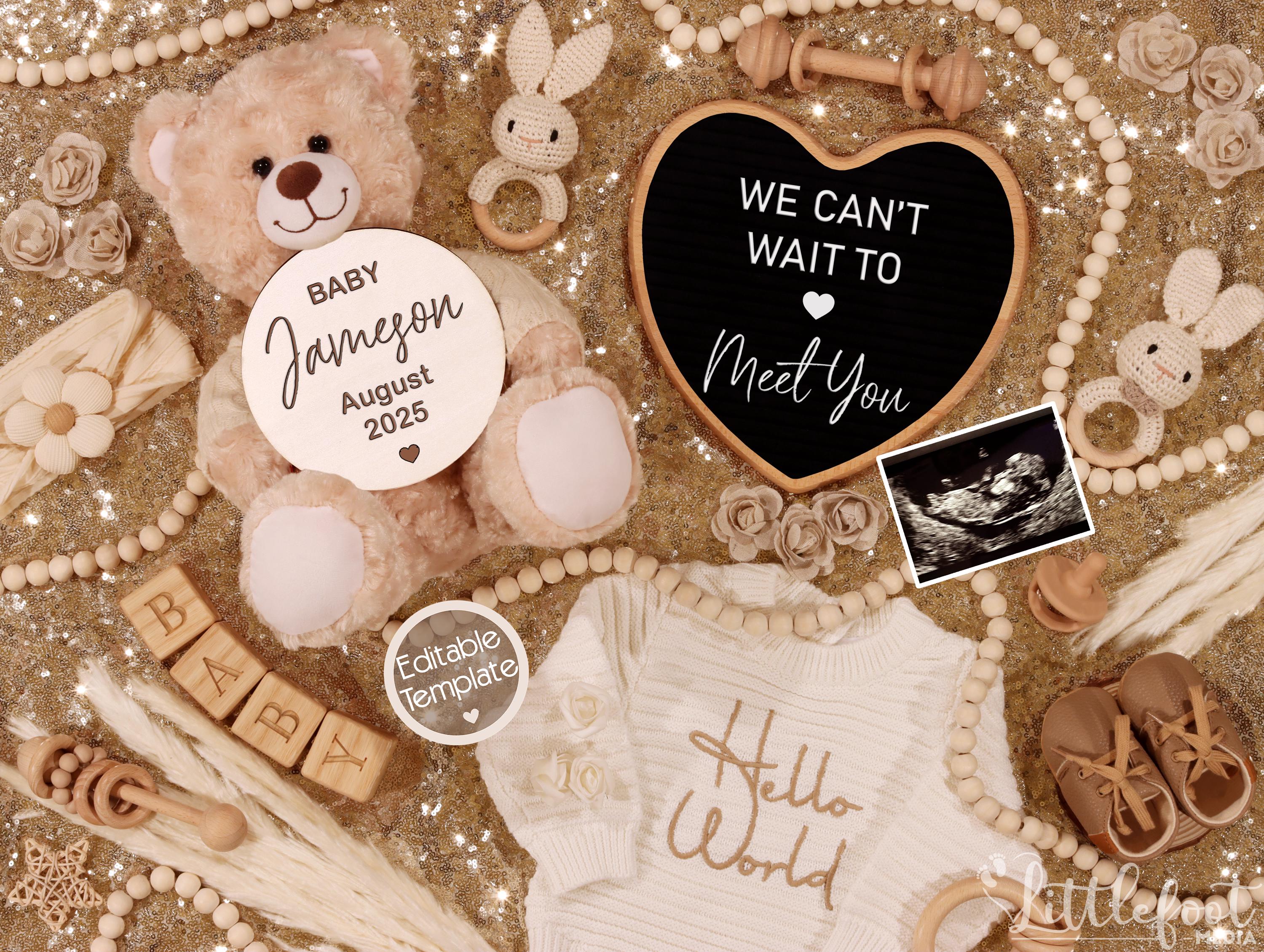Custom Digital Pregnancy Announcement: Baby Name, Due Date, Ultrasound ...